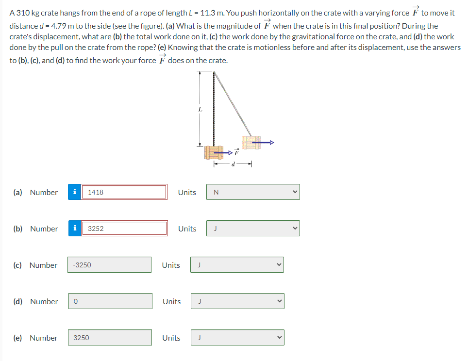 Solved A 310kg ﻿crate hangs from the end of a rope of length | Chegg.com