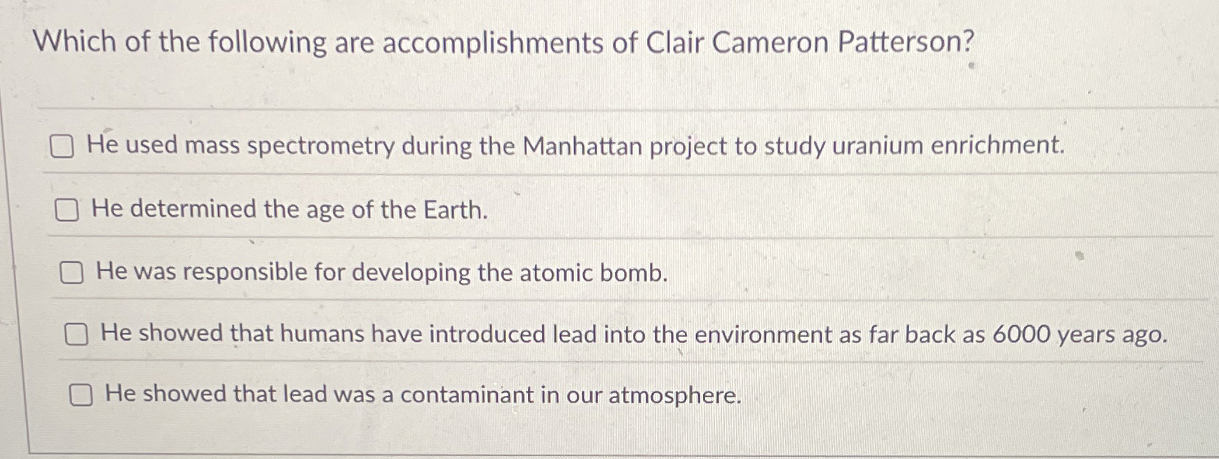 Solved Which of the following are accomplishments of Clair | Chegg.com