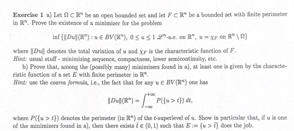Solved Exercise 1 ﻿a) ﻿Let ΩsubRn ﻿be an open bounded set | Chegg.com