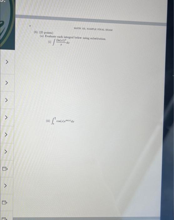 Solved MATI IS, NAMPLE FIVAL. EXM (6) (25 points) (a) | Chegg.com