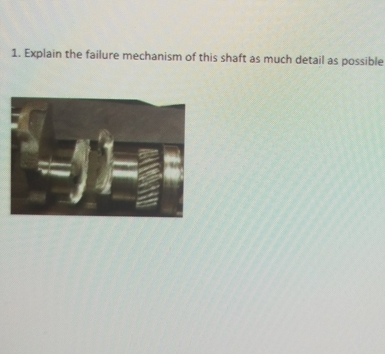 1. Explain the failure mechanism of this shaft as | Chegg.com