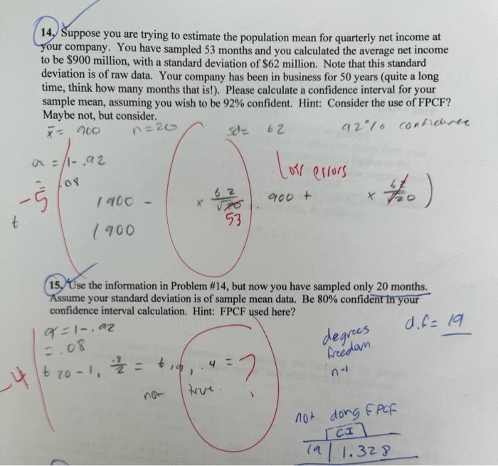 Solved Problem 14 and 15 are together. What are the correct | Chegg.com