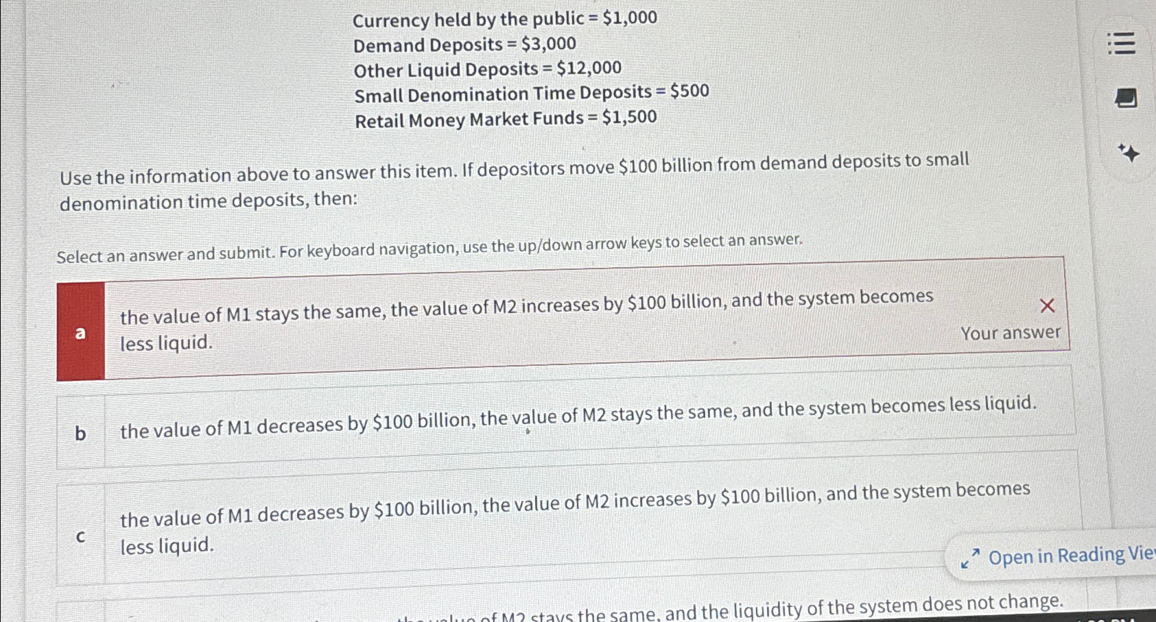 Solved Currency held by the public =$1,000Demand Deposits | Chegg.com