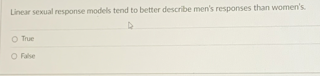 Solved Linear sexual response models tend to better describe | Chegg.com