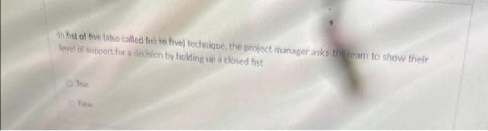 Solved In fist of five talso called fist to free) technique, | Chegg.com