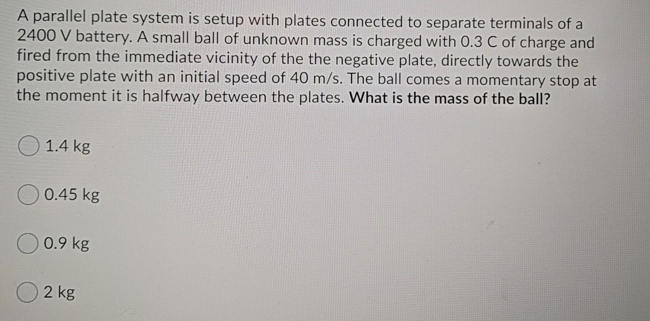 Solved A parallel plate system is setup with plates | Chegg.com