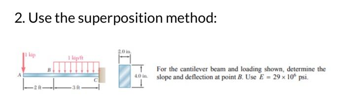 Solved 2. Use the superposition method: For the cantilever | Chegg.com
