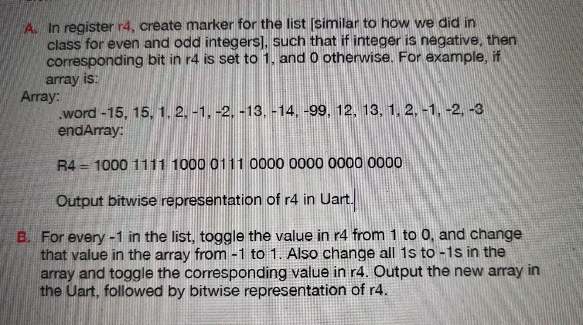 Solved A. In register r4, create marker for the list | Chegg.com