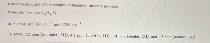 Solved Draw the structure of the compound based on the data | Chegg.com