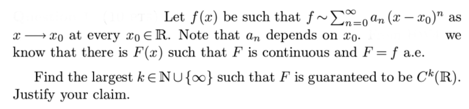 Solved Let F X be Such That F∼∑n 0∞an X X0 N