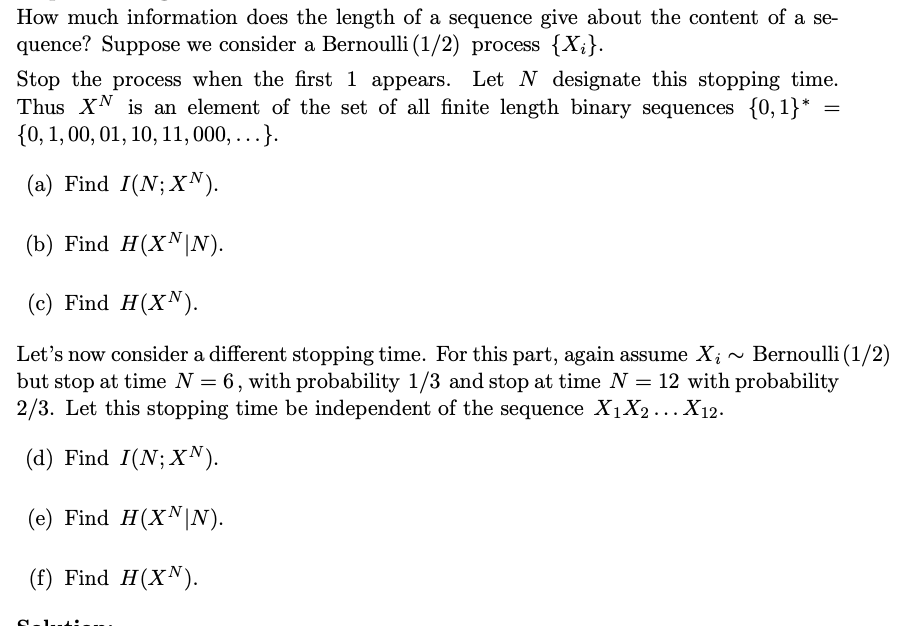 Solved How much information does the length of a sequence | Chegg.com