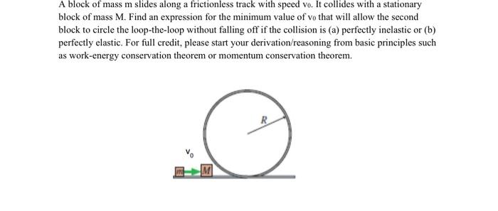 Solved A block of mass m slides along a frictionless track | Chegg.com
