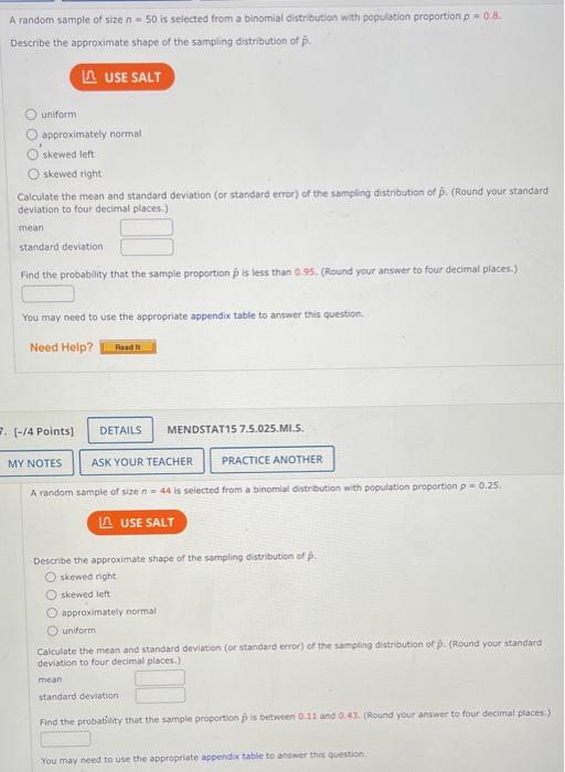 Solved A randem sample of size n=50 is selected from a | Chegg.com
