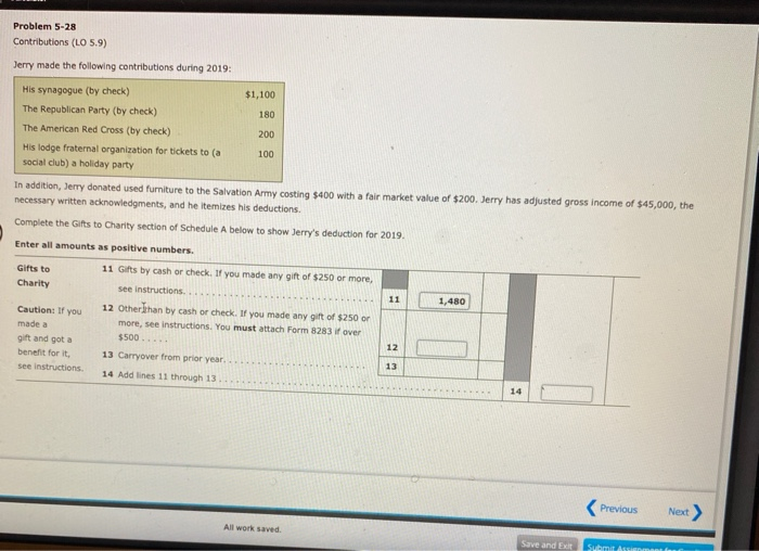 Solved Problem 5-28 Contributions (LO 5.9) Jerry made the | Chegg.com