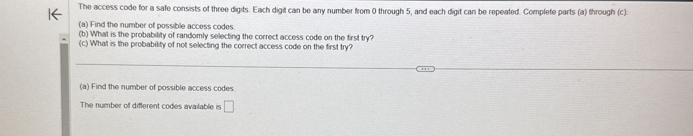 Solved The access code for a safe consists of three digits. | Chegg.com