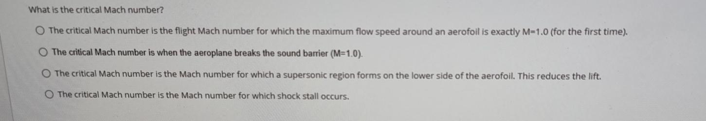 Solved What is the critical Mach number? The critical Mach | Chegg.com