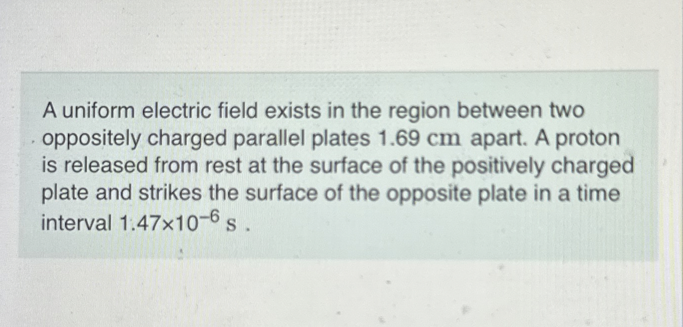 A uniform electric field exists in the region between | Chegg.com