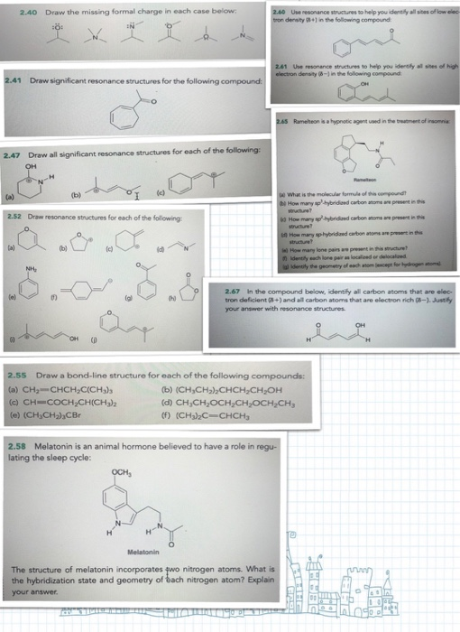 Solved 2.40 Draw the missing formal charge in each case | Chegg.com