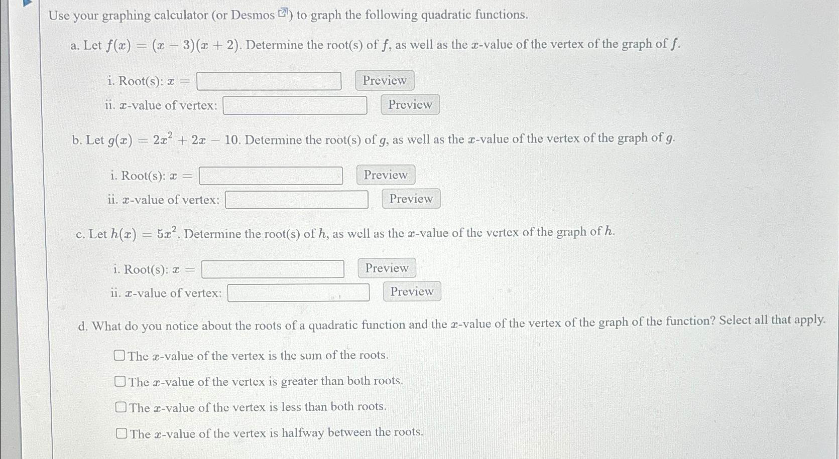 Solved Use your graphing calculator (or Desmos ) ﻿to graph | Chegg.com