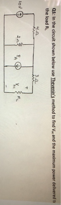 Solved Q1: In the circuit shown below use Thevenin's method | Chegg.com