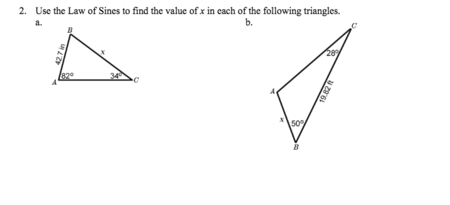 Solved Use the Law of Sines to find the value of x ﻿in each | Chegg.com