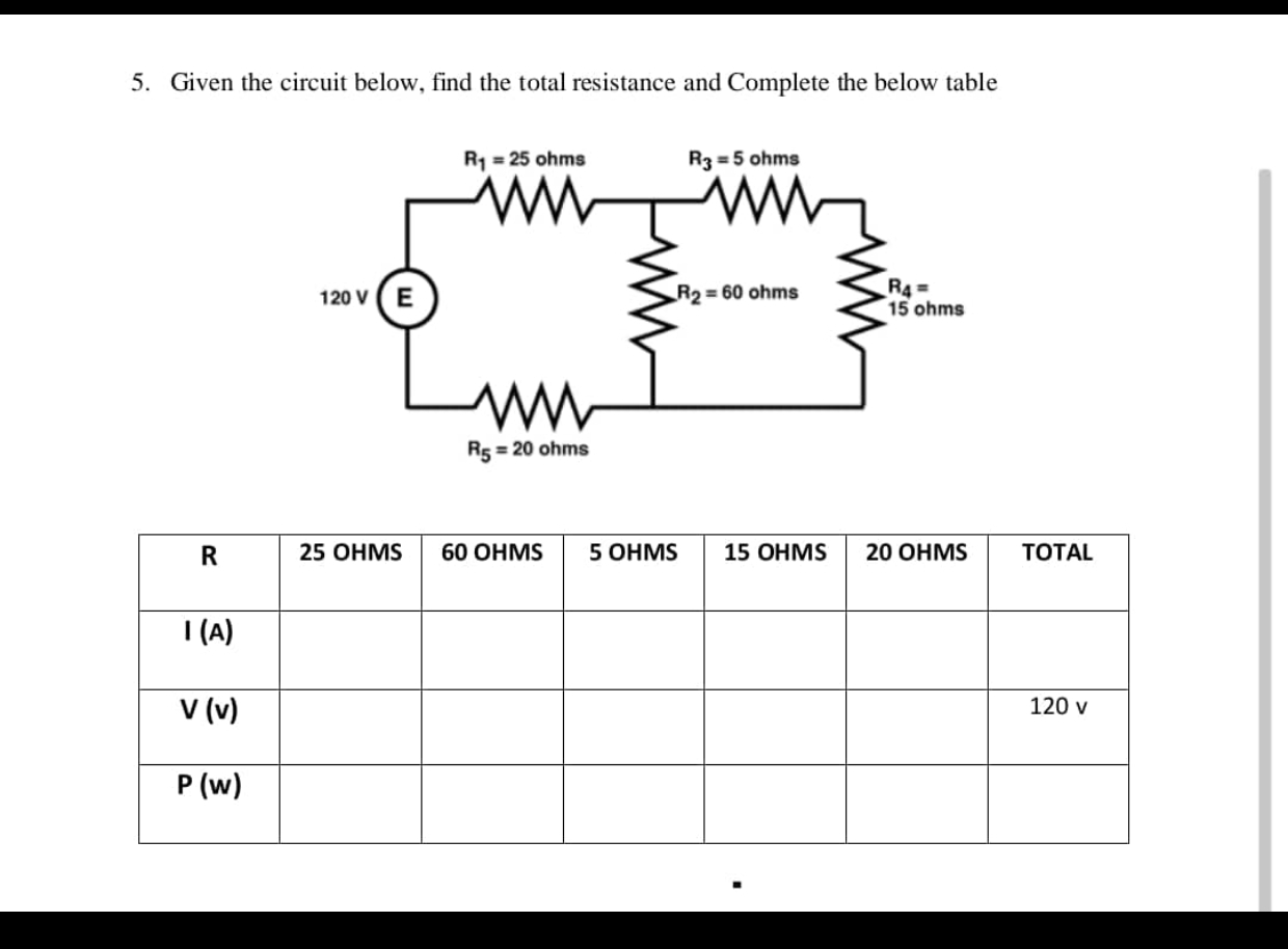 Solved Given the circuit below, find the total resistance | Chegg.com