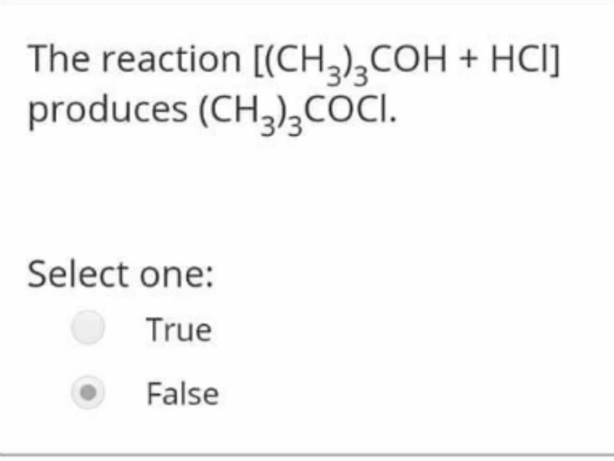 Solved The reaction [(CH3)2COH + HCl] produces (CH3)3COCI. | Chegg.com