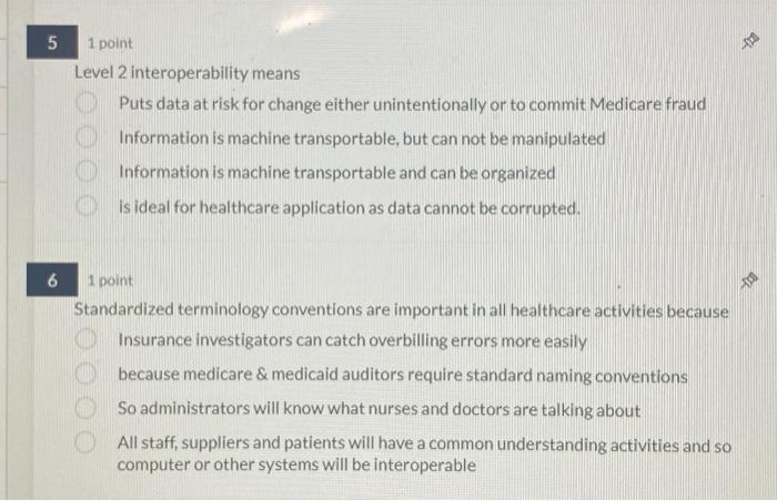 Solved 1 point Level 2 interoperability means Puts data at | Chegg.com