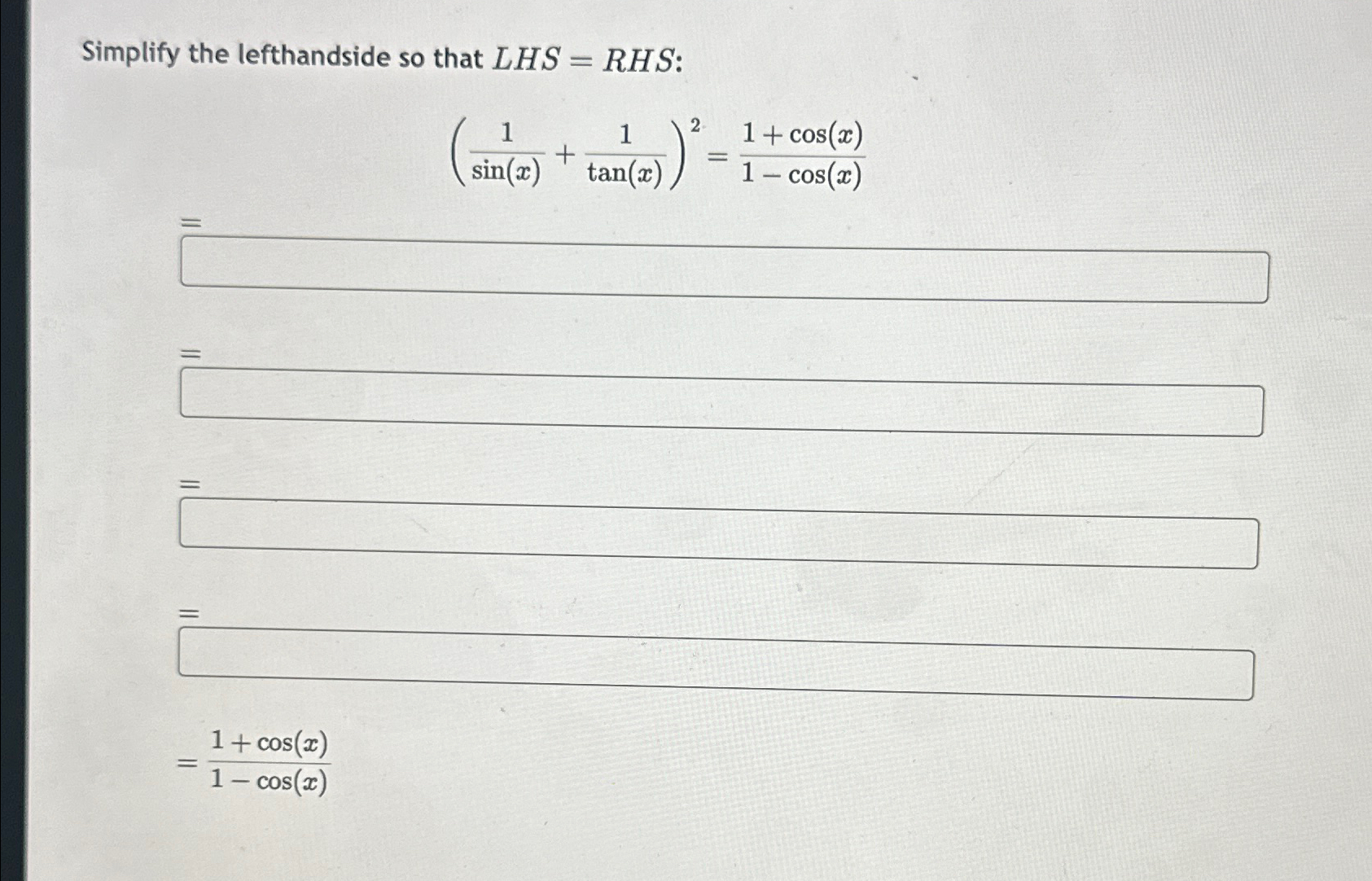Solved Simplify the lefthandside so that LHS=RHS | Chegg.com