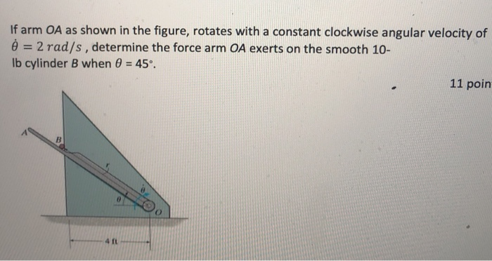 Solved If arm OA as shown in the figure, rotates with a | Chegg.com