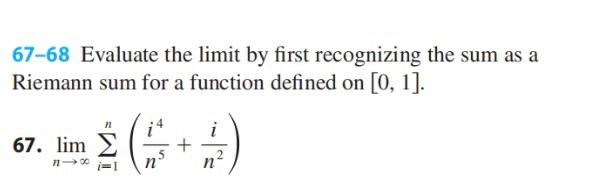 Solved 67-68 Evaluate the limit by first recognizing the sum | Chegg.com