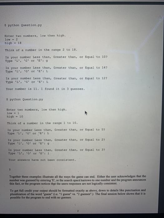Solved Write a Python program that plays the other side of | Chegg.com