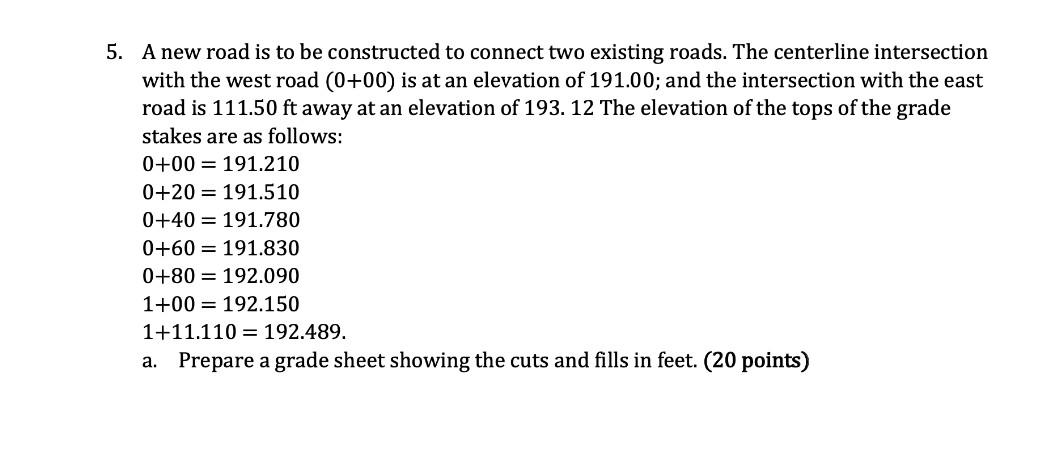 Solved 5. A new road is to be constructed to connect two | Chegg.com
