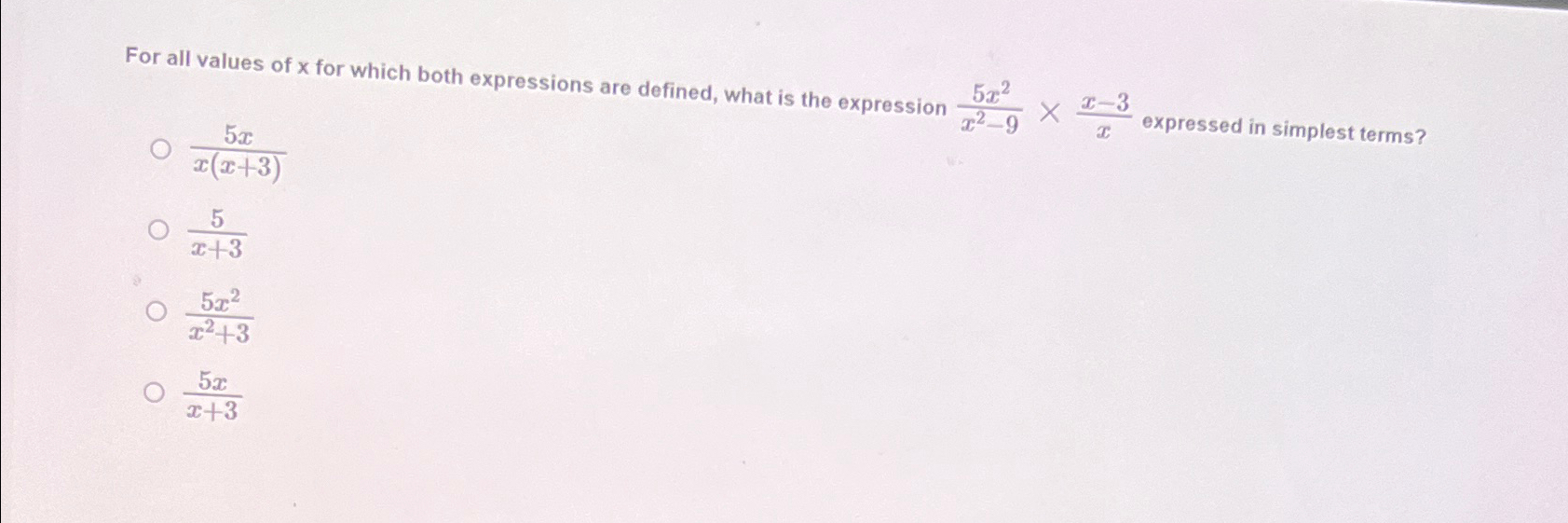 Solved For all values of x ﻿for which both expressions are | Chegg.com