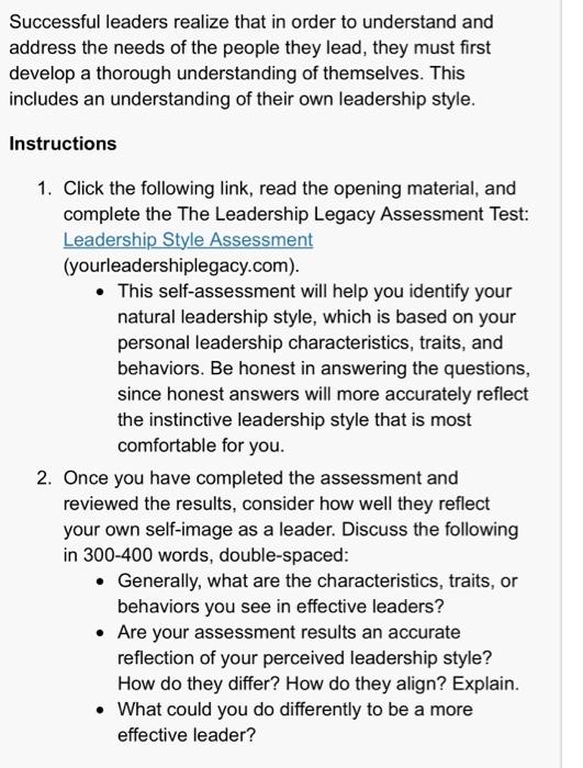 Solved Successful leaders realize that in order to | Chegg.com