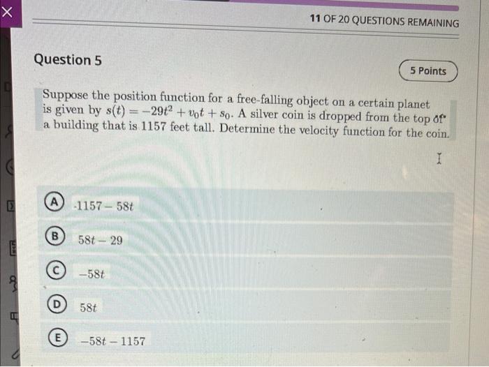 Solved Suppose the position function for a free-falling | Chegg.com