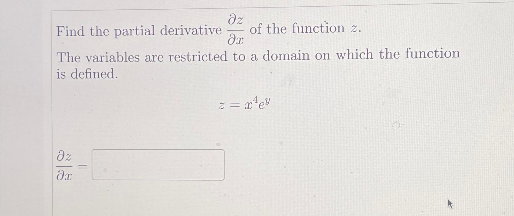 Solved Find the partial derivative delzdelx ﻿of the function | Chegg.com