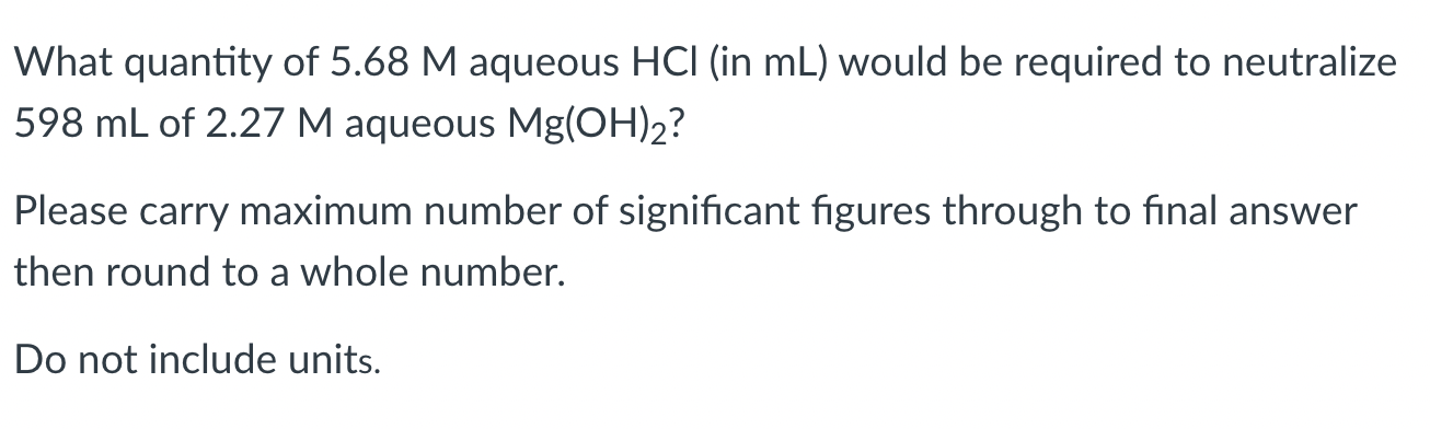 Solved What quantity of 5.68M ﻿aqueous HCl (in mL ) ﻿would | Chegg.com