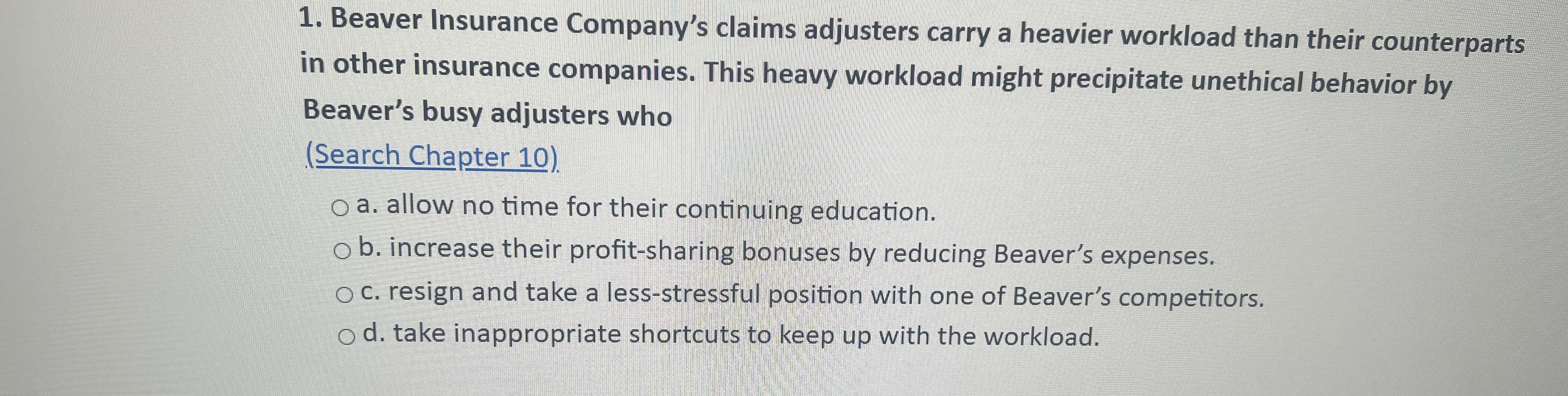 Solved Beaver Insurance Company's claims adjusters carry a | Chegg.com