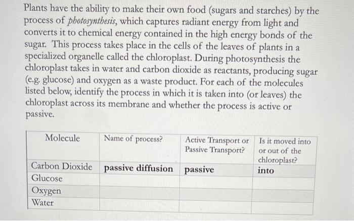 Solved Plants have the ability to make their own food | Chegg.com