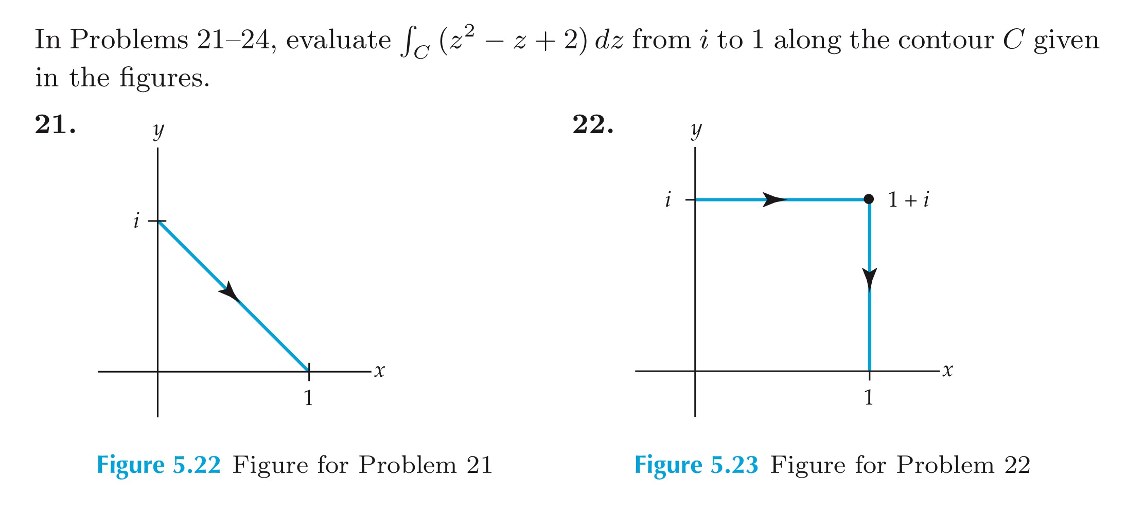 Solved In Problems 21-24, ﻿evaluate ∫C﻿(z2-z+2)dz ﻿from i | Chegg.com