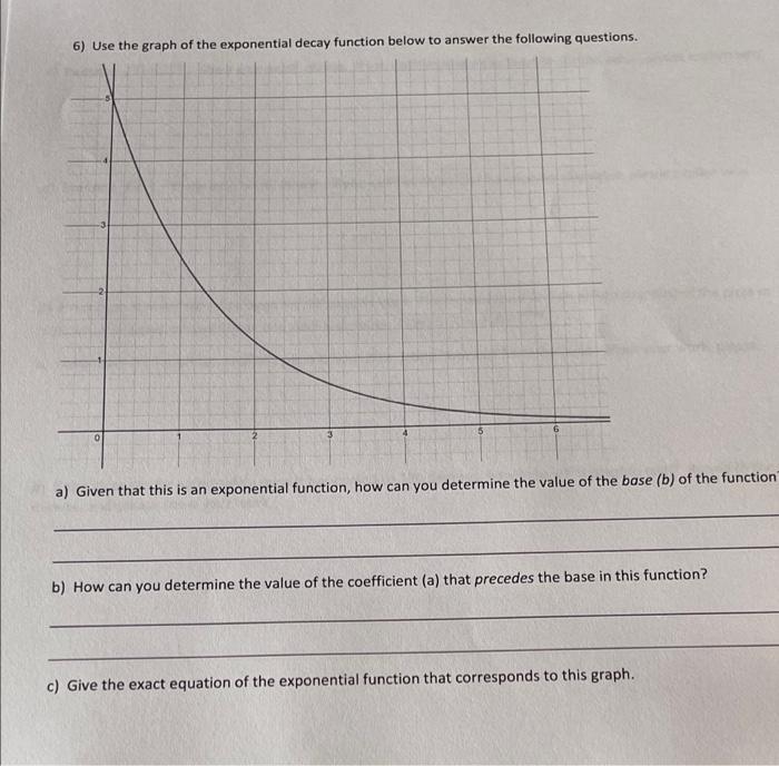 Solved 6) Use the graph of the exponential decay function | Chegg.com