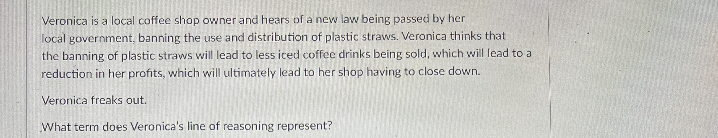 Solved Veronica is a local coffee shop owner and hears of a | Chegg.com