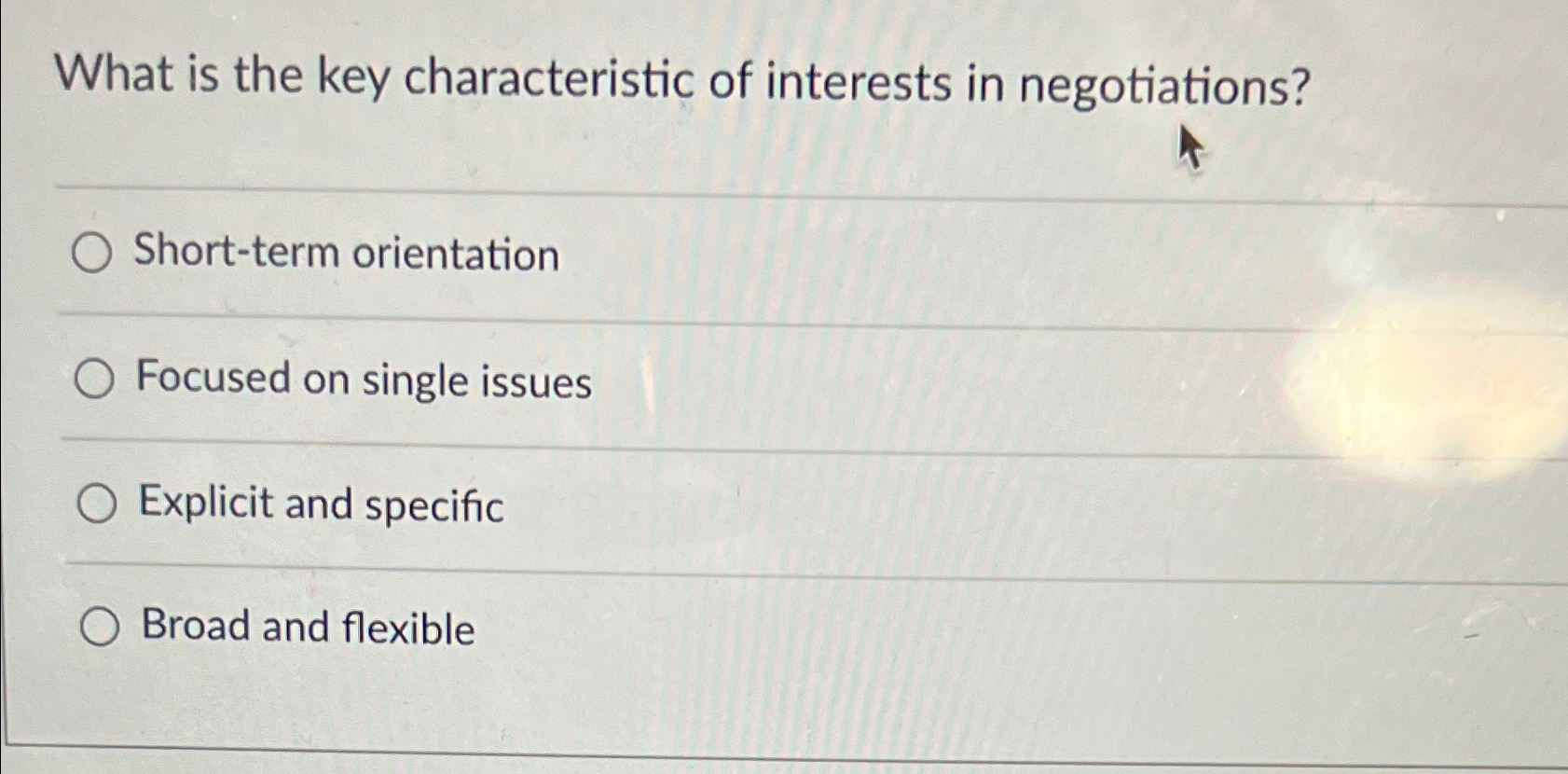 Solved What is the key characteristic of interests in | Chegg.com