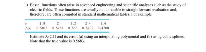 1) Bessel functions often arise in advanced | Chegg.com