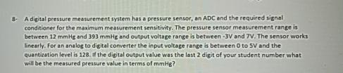 Solved A digital pressure measurement system has a pressure | Chegg.com
