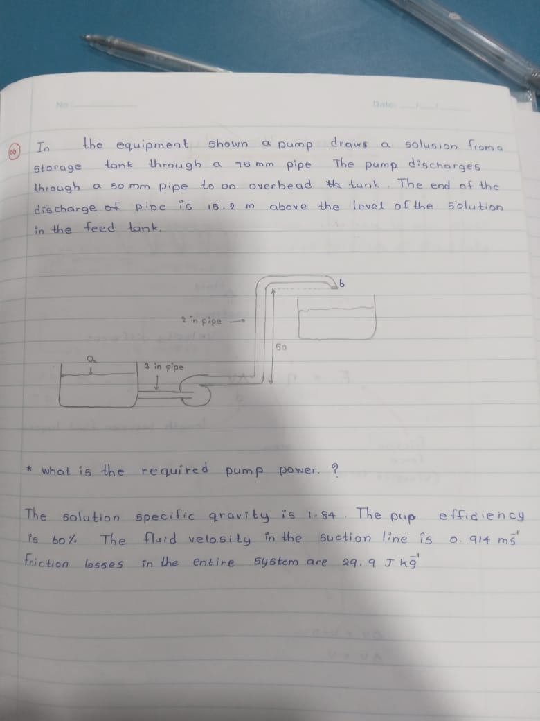 Solved (6) ﻿In the equipment shown a pump draws a solusion | Chegg.com
