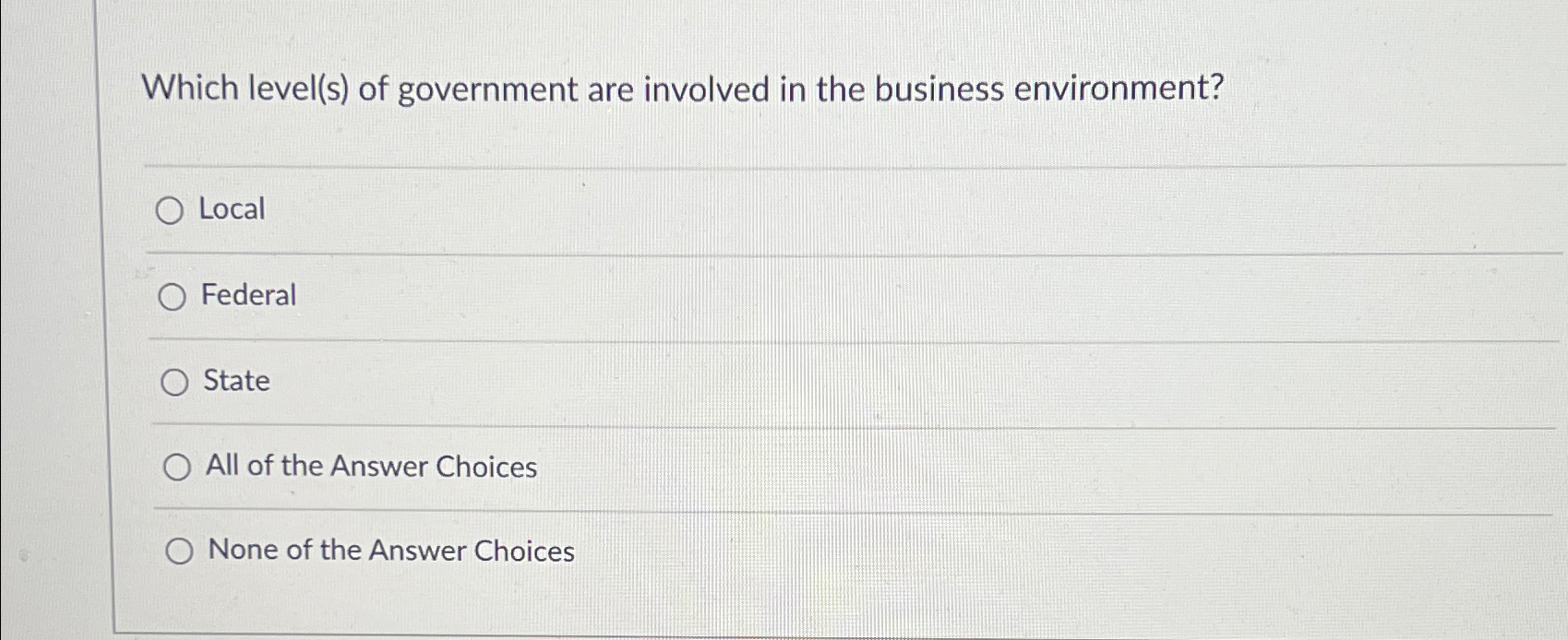 Solved Which level(s) ﻿of government are involved in the | Chegg.com