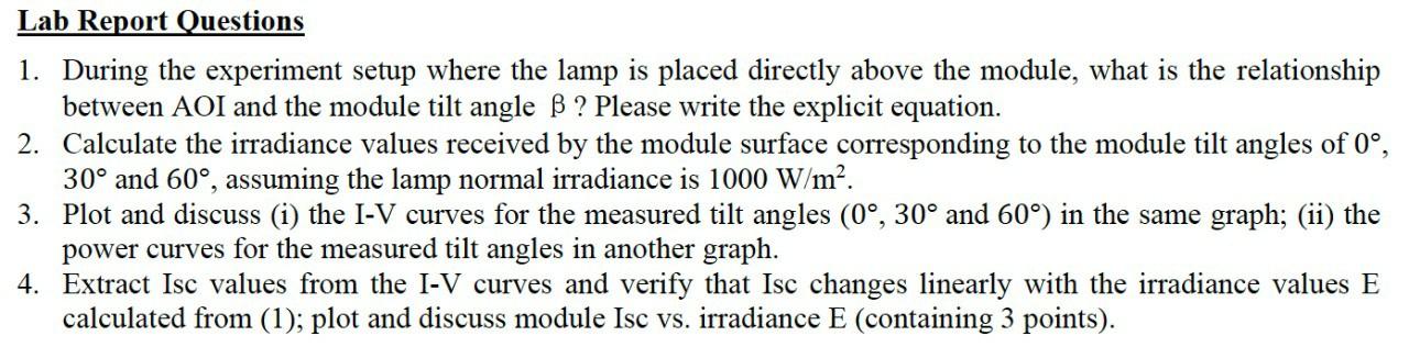 Solved Lab Report Questions 1. During the experiment setup | Chegg.com