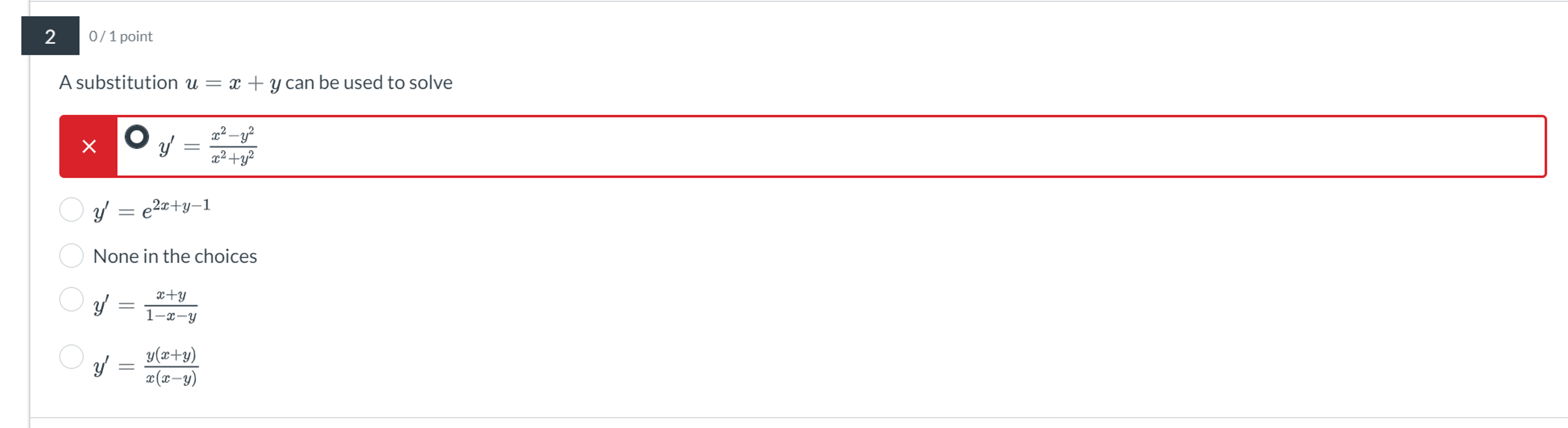 Solved A substitution u=x+y ﻿can be used to | Chegg.com